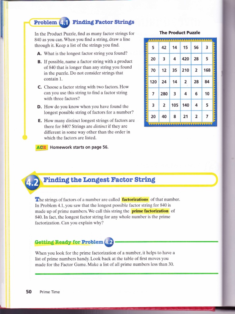 CM2 Prime Time 4.2 Finding The Longest Factor String | PDF ...