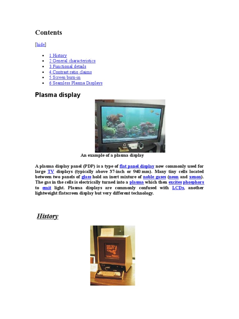Plasma Screen | PDF | Cathode Ray Tube | Liquid Crystal Display