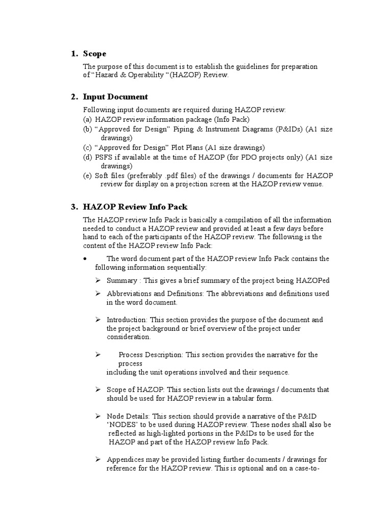 Process Guidelines For Conducting HAZOP Review | PDF | Systems ...