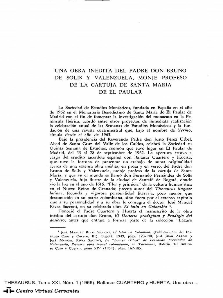 Obra inédita del P. Bruno de Solís y Valenzuela | PDF | Monasterio | Santo