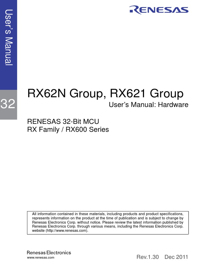 RX62N User Manual HW | PDF | Technology & Engineering