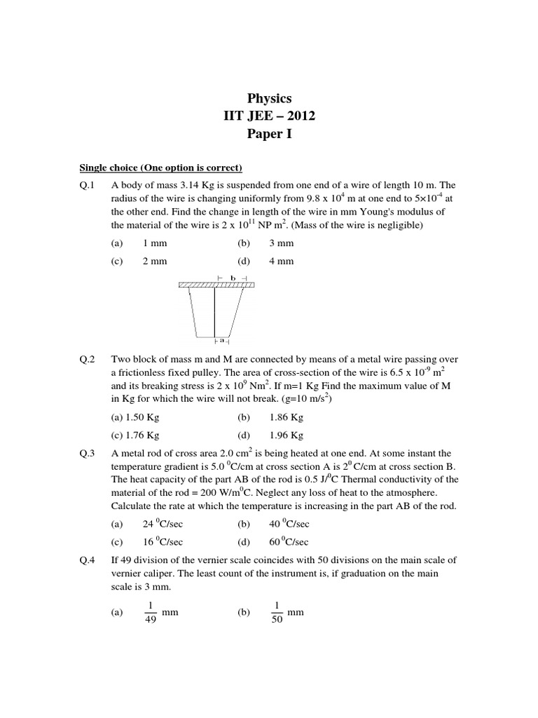 Iit Physics Mock Paper | PDF | Volt | Electron
