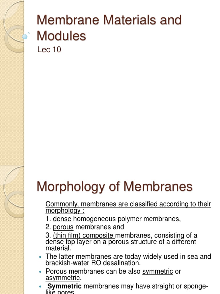 Membrane Materials and Modules | PDF | Membrane | Separation Processes
