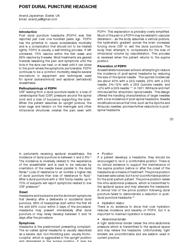 Post Dural Puncture Headache | Headache | Cerebrospinal Fluid