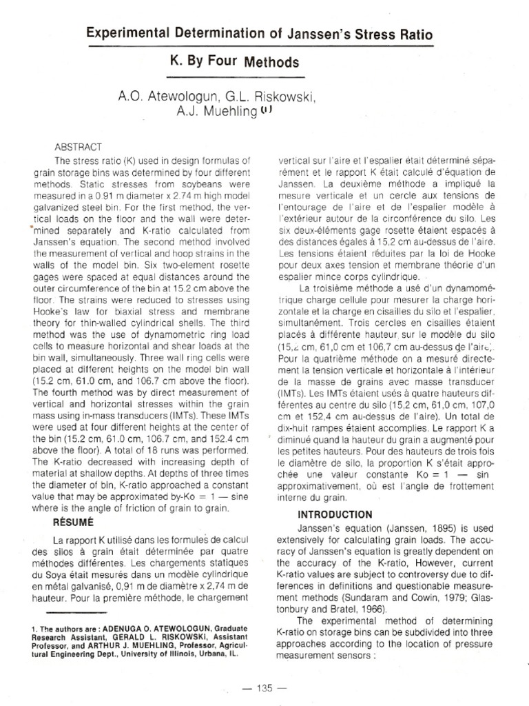 Janssens Equation | PDF | Stress (Mechanics) | Bending