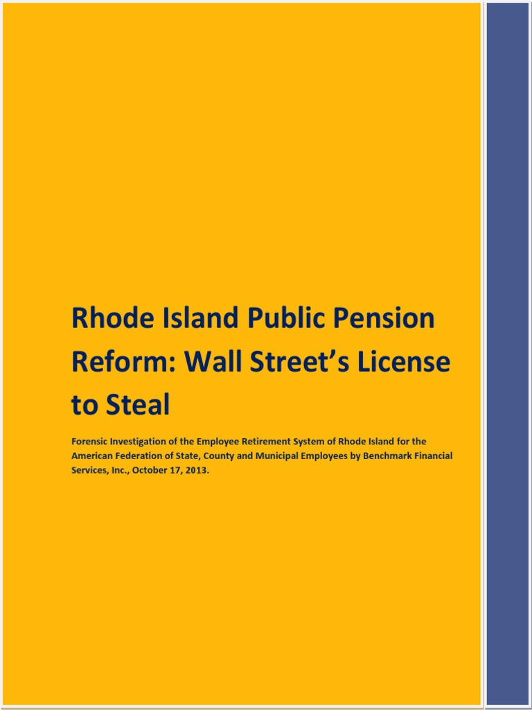 Rhode Island Public Pension Reform-Wall Street's License To Steal | PDF ...