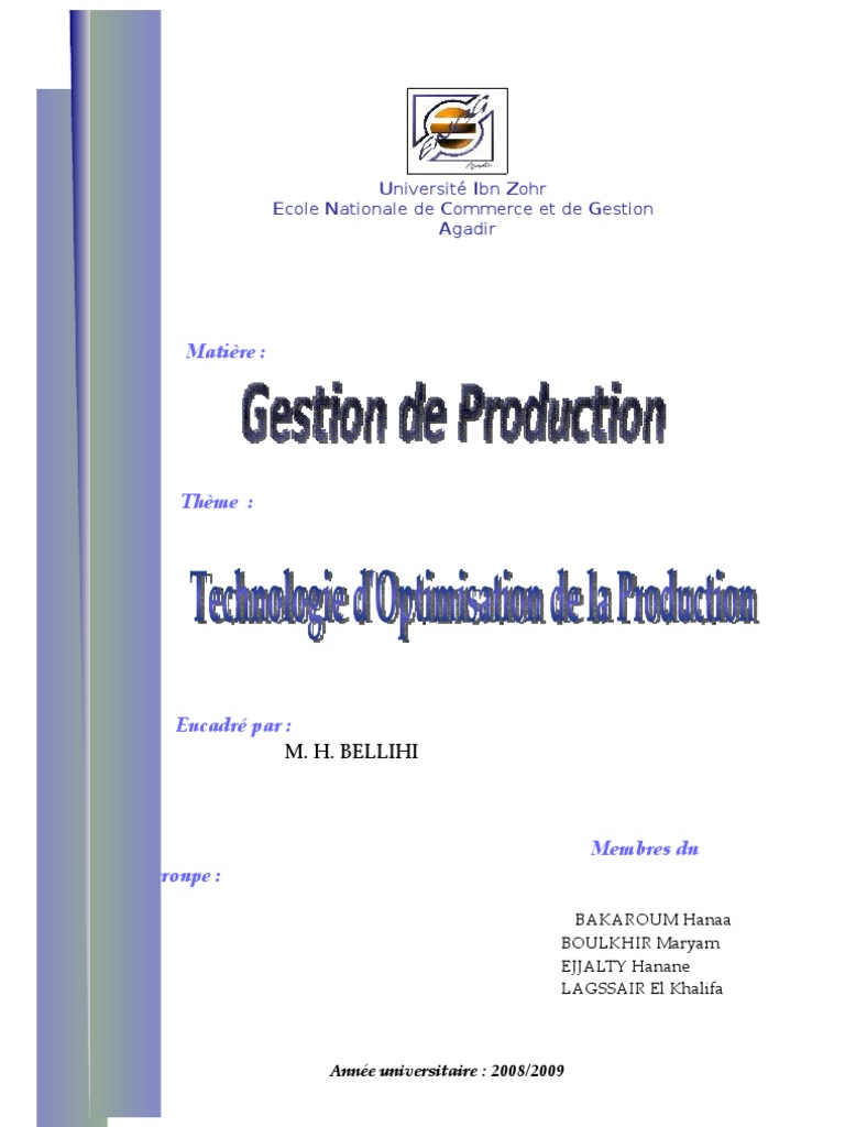 Méthode OPT : Optimisation de la Production | PDF | Planification ...