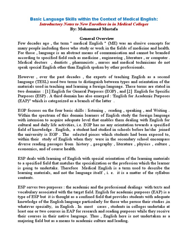 BasicLanguageSkills PDF | PDF | English Language | Reading (Process)