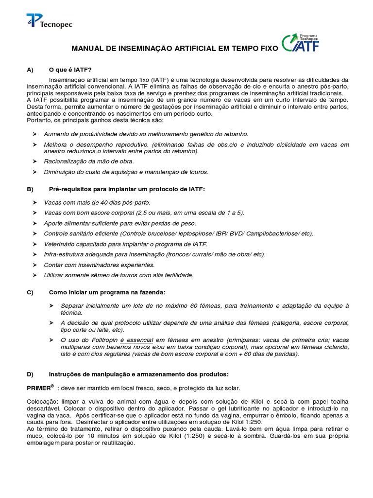 Manual IATF | PDF | Gado | Leite