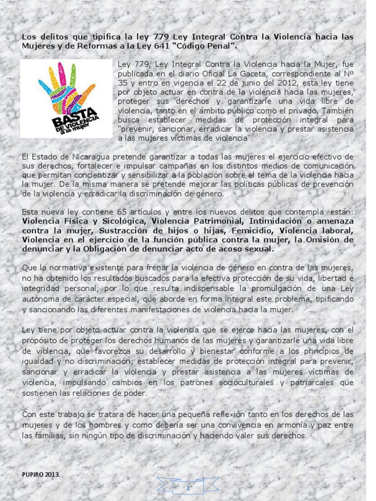 Ventajas y Desventajas de La Ley Debates Sobre La Ley 779 PDF | PDF ...