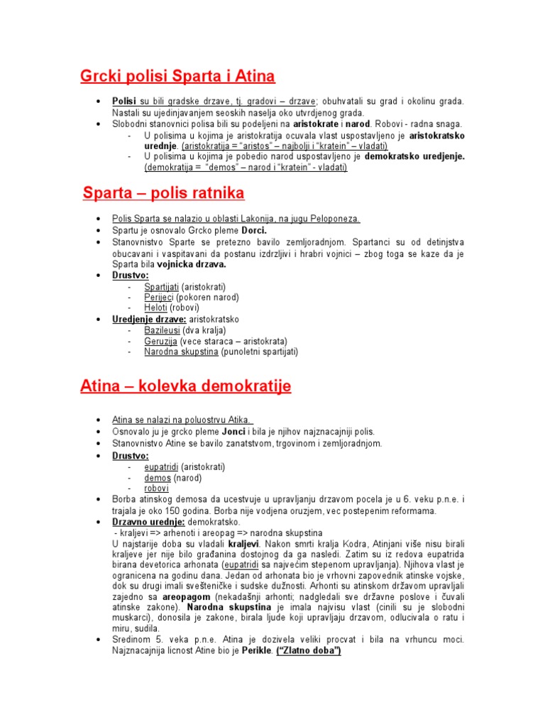 Grcki Polisi Sparta I Atina | PDF