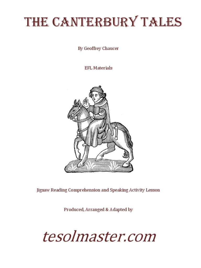 The Canterbury Tales Jigsaw Reading Comprehension and Speaking Activity ...