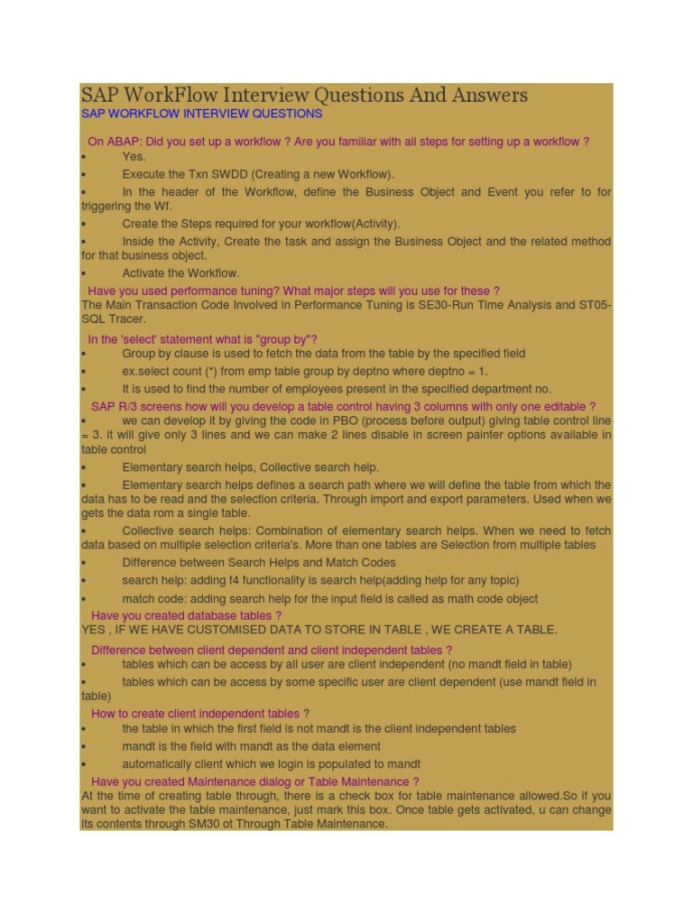 SAP WorkFlow Interview Questions and Answers | PDF | Email | Business ...