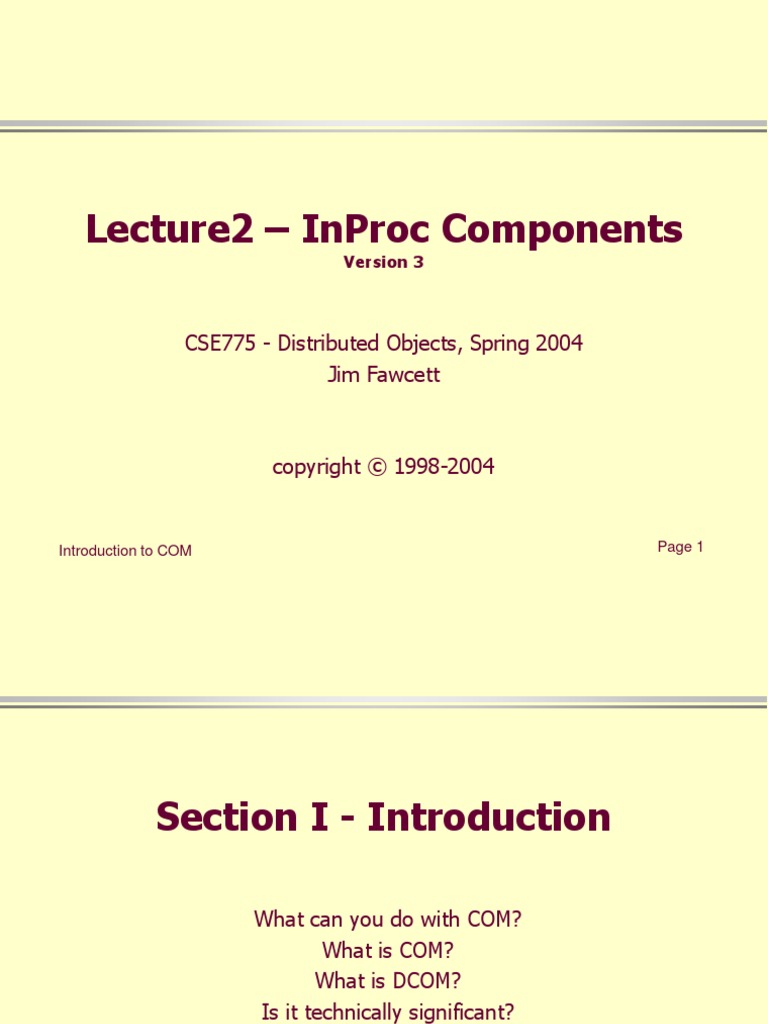 InProc Components | PDF | Component Object Model | Class (Computer Programming)