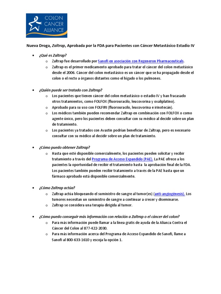 Zaltrap SummaryESP DP | PDF | Salud y bienestar