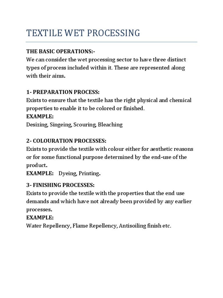 Textile Wet Processing | PDF | Textiles | Wool
