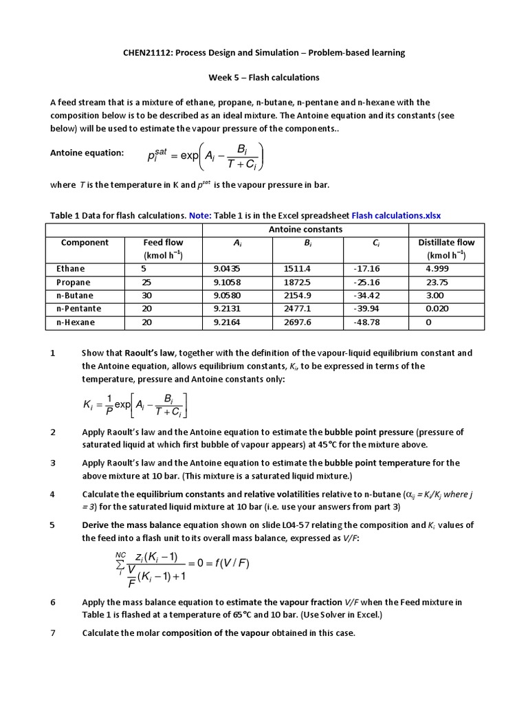 05 Flash Calculations | PDF | Distillation | Vapor