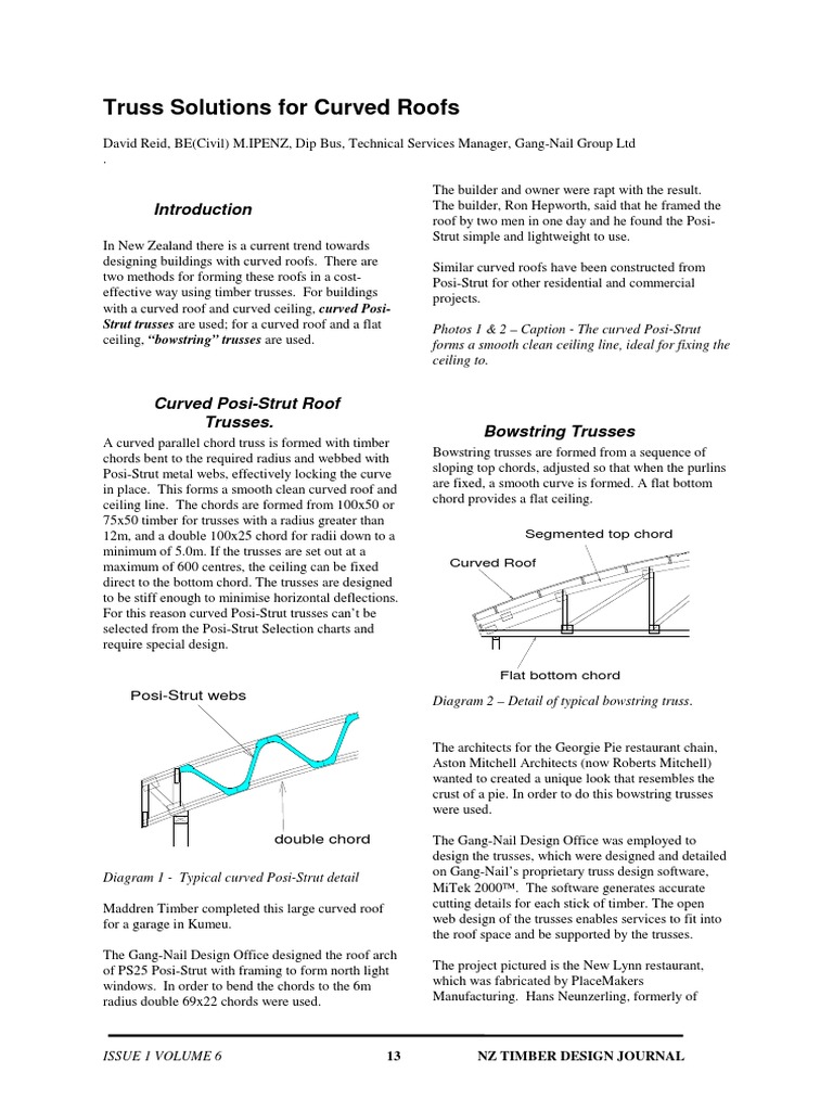 Truss Solutions For Curved Roofs | PDF | Truss | Roof