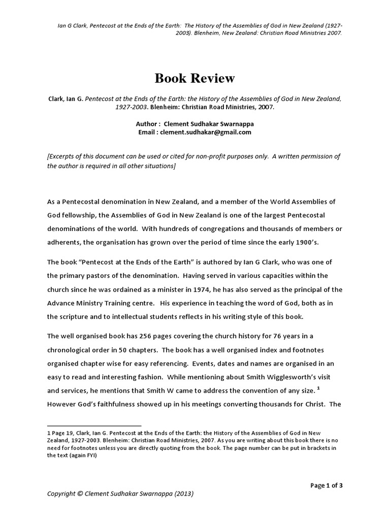 Book Review - History of The Assemblies of God in New Zealand ... Book Review - History of The Assemblies of God in New Zealand ...