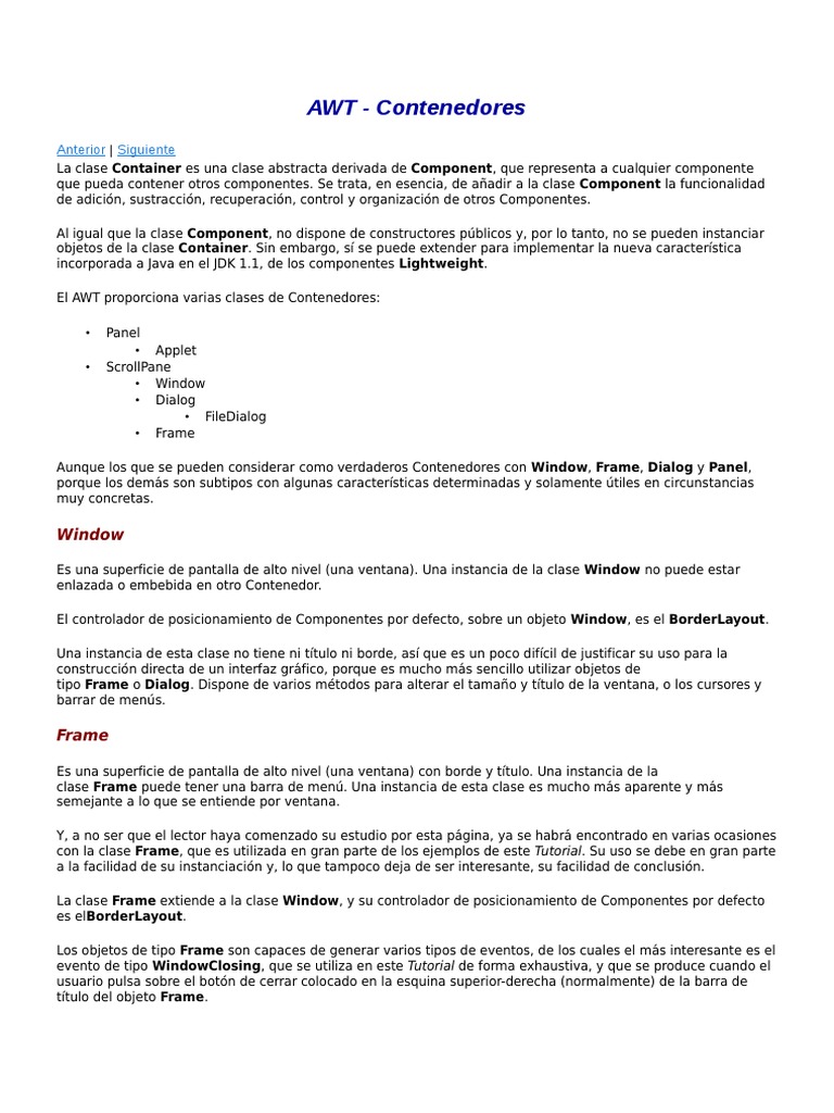 Objeos Contenedores JFrame - JDialog | PDF | Java (lenguaje de programación) | Ventana (informática)