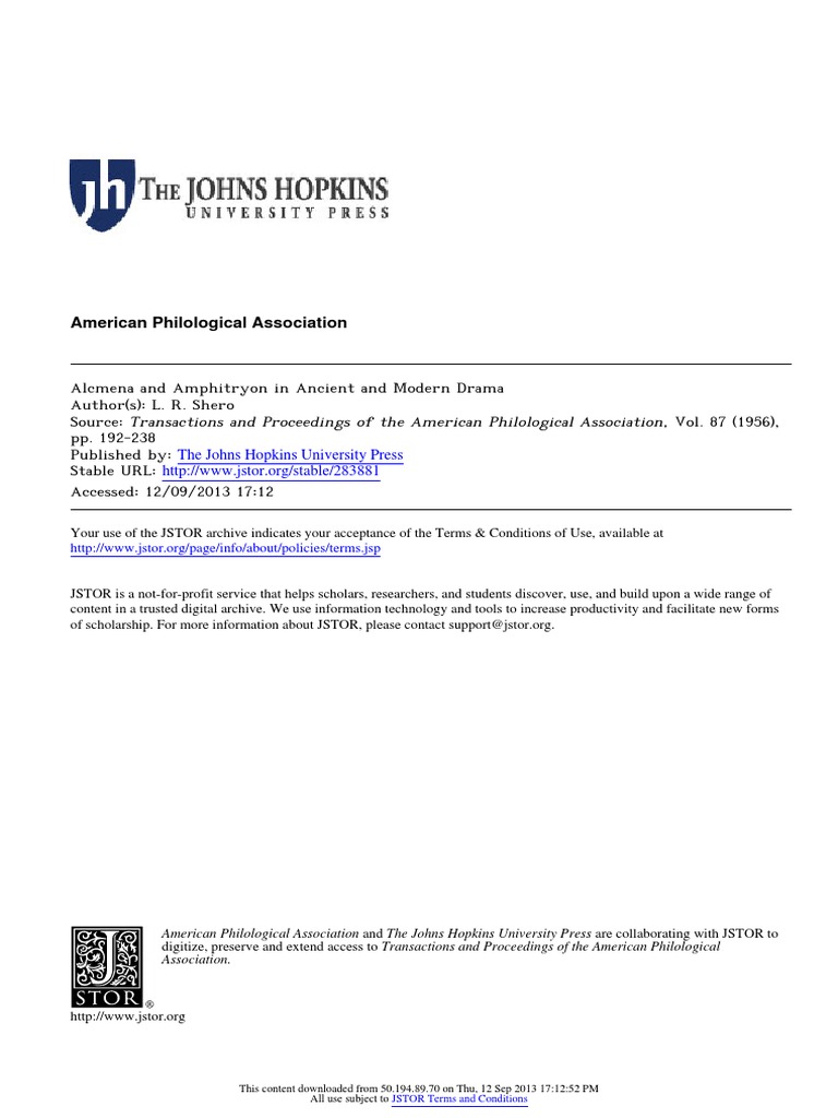 Alcmena and AmphitryonAncientModernDrama | PDF | Greek Mythology