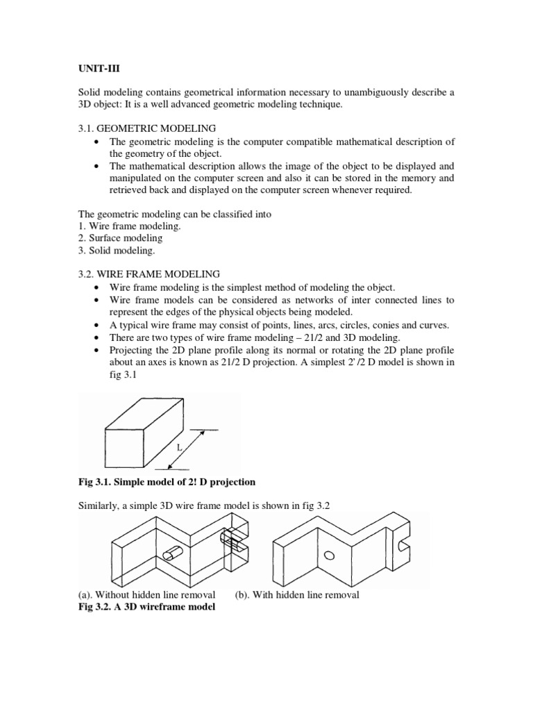 Unit 3 Computer Aided Design Pdf 3 D Modeling Computer Aided Design
