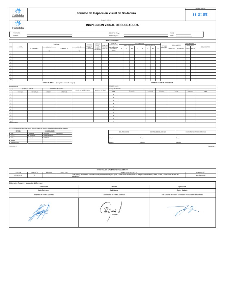Formato de Inspección Visual de Soldadura | PDF | Negocios | Informática