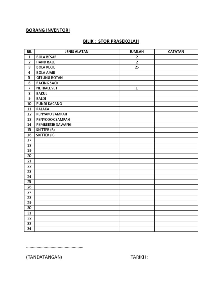 Borang Inventori | PDF