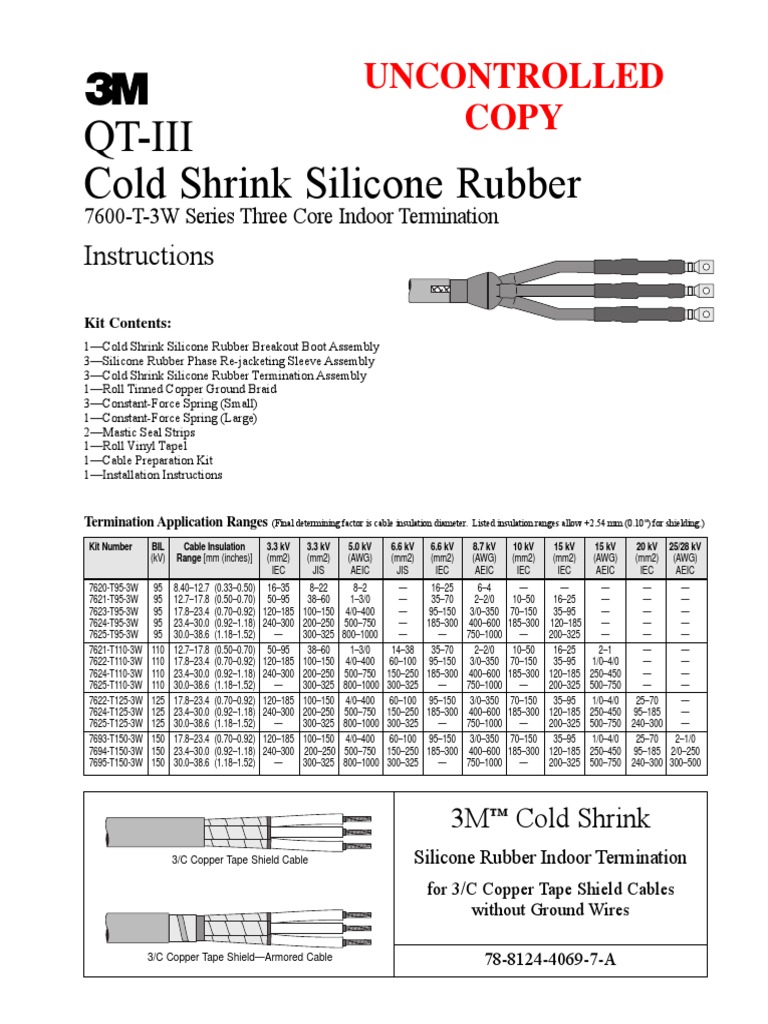 3M Cable Termination Installation Instruction | PDF | Cable ...