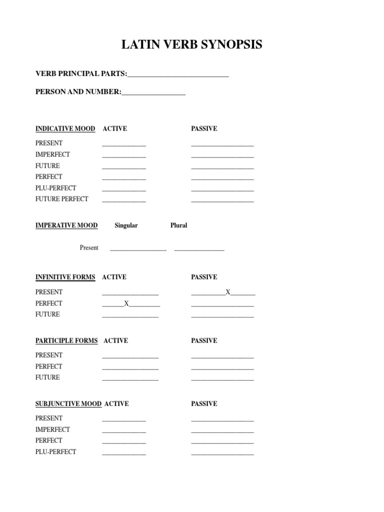 Latin Verb Synopsis Template | PDF | Business