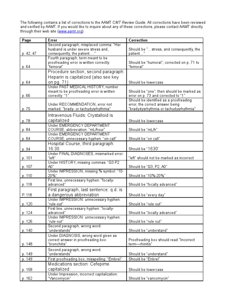 AAMT CMT Review Guide | PDF | Medical Specialties | Medicine