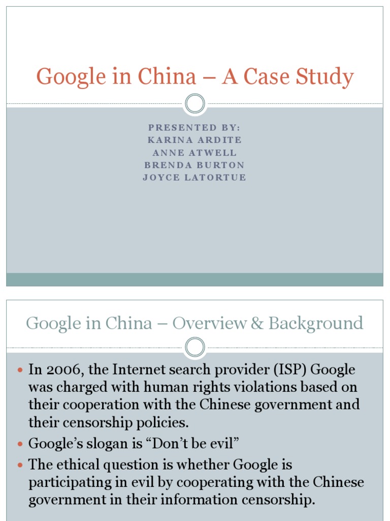 Google in China - A Case Study | PDF | Censorship | Google