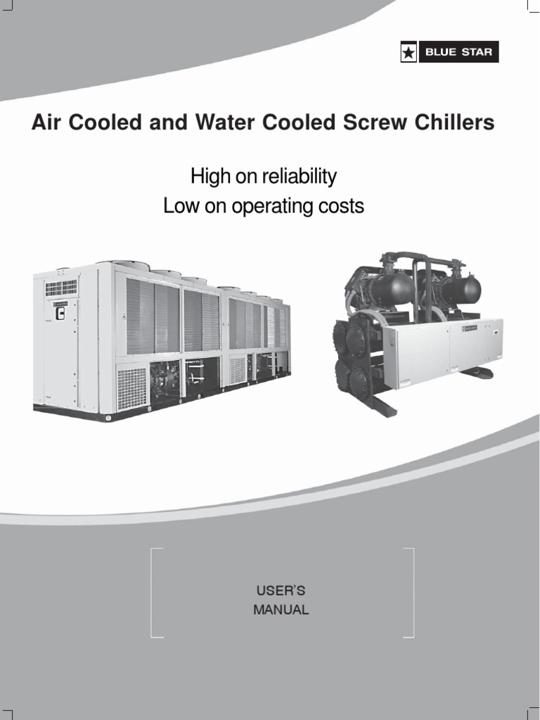 Blue Star Chiller Air & Water Cooled Screw Chiller R22 DX Manual | PDF ...