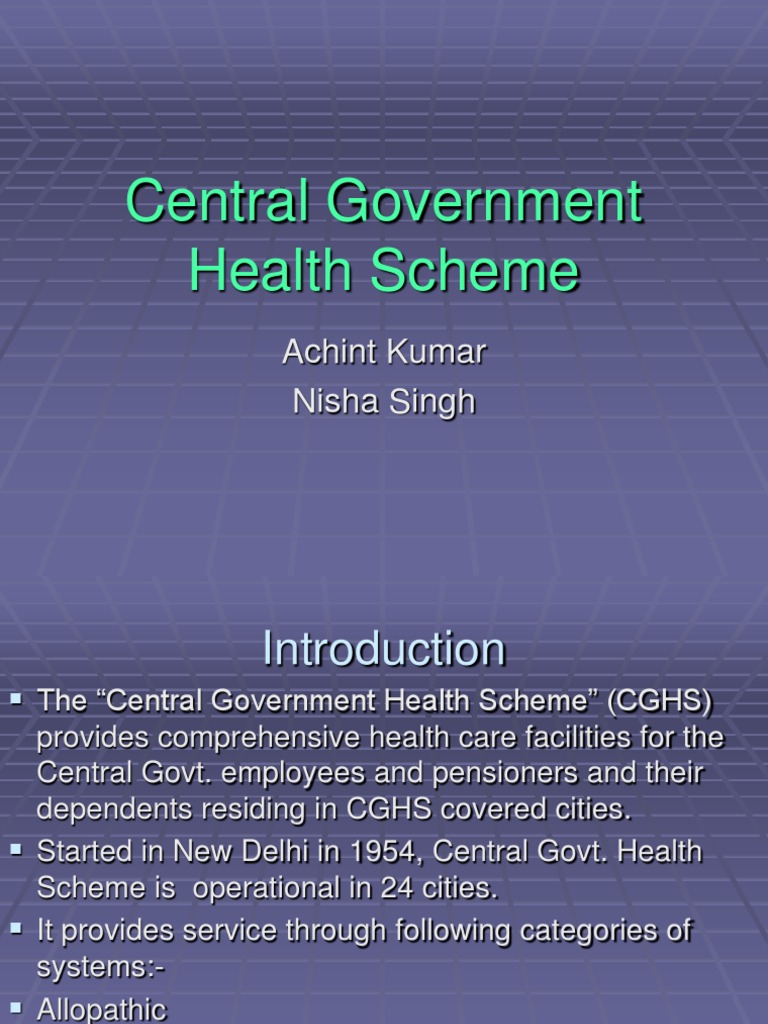 Central Government Health Scheme Overview | PDF | Government Of India ...