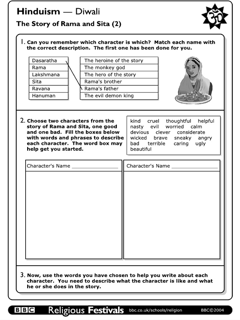 Rama and Sita: Diwali Story Activities | PDF | Language Arts ...