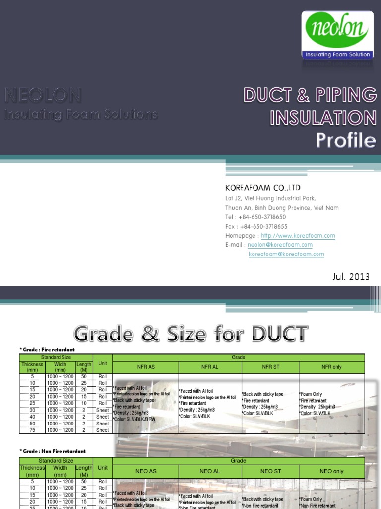 Neolon Profile - Duct & PIPE Insulation (Updated) | PDF | Thermal ...