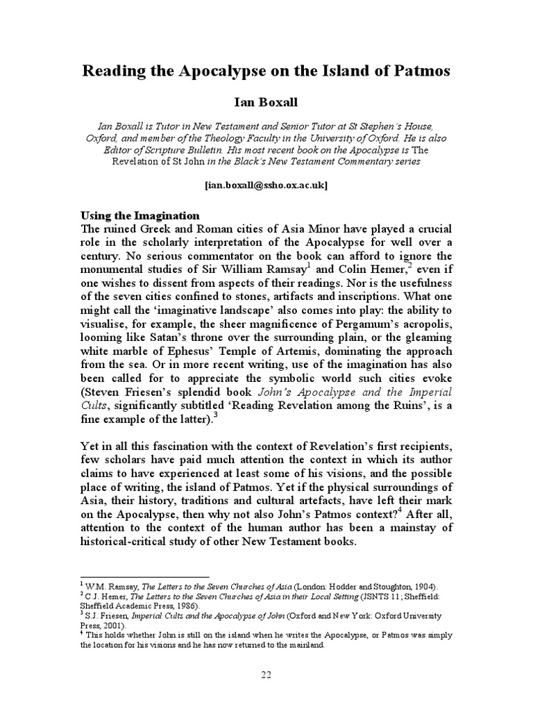 Ian Boxall - Reading The Apocalypse On The Island of Patmos | PDF ...