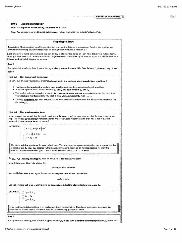 HW2 Mastering Physics Solution | PDF