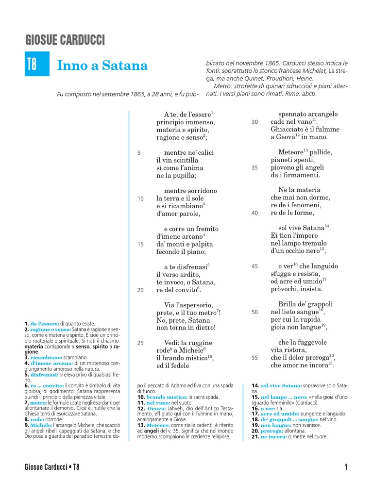 Giosuè Carducci - Inno A Satana
