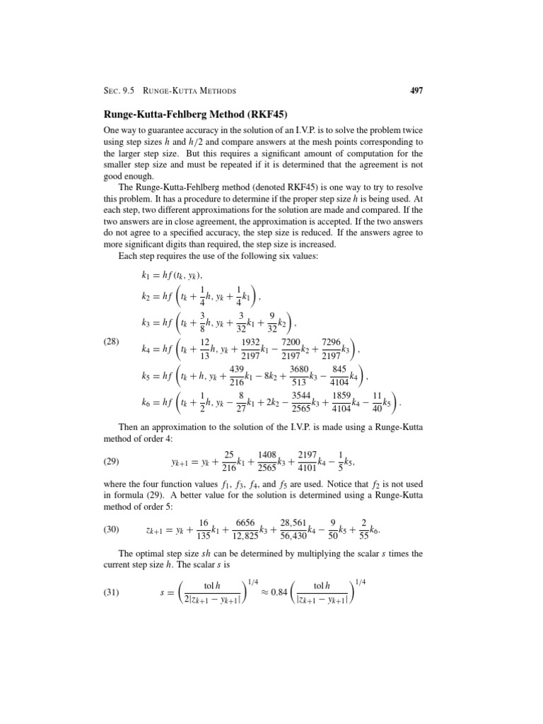 RKF45 Method Automatically Adjusts Step Size for Greater Accuracy | PDF