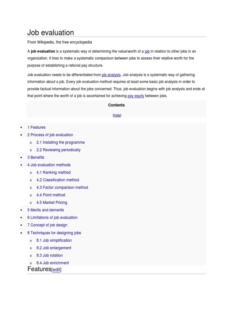 Job Evaluation | PDF | Employment | Evaluation