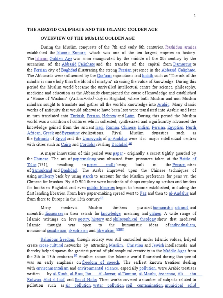 Abbasid Caliphate and Islamic Golden Age | PDF | Science ...