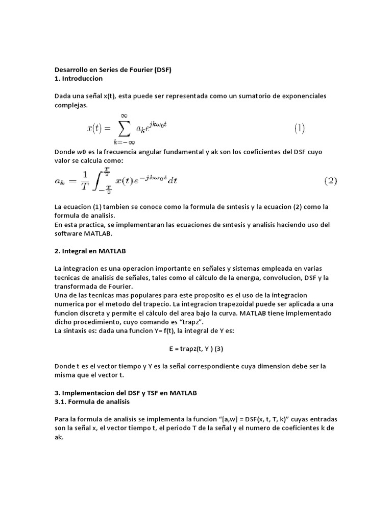 Desarrollo en Series de Fourier | PDF | Integral | Series de Fourier