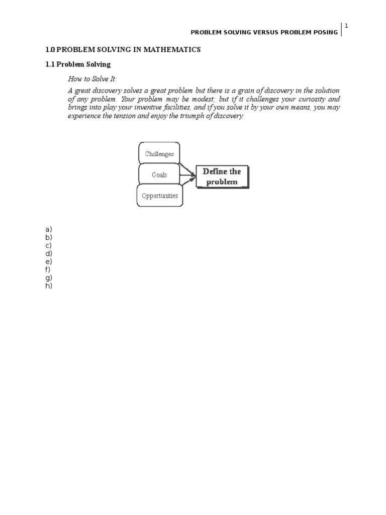 Problem Solving Vs Problem Posing | PDF | Teaching Mathematics | Behavior Modification