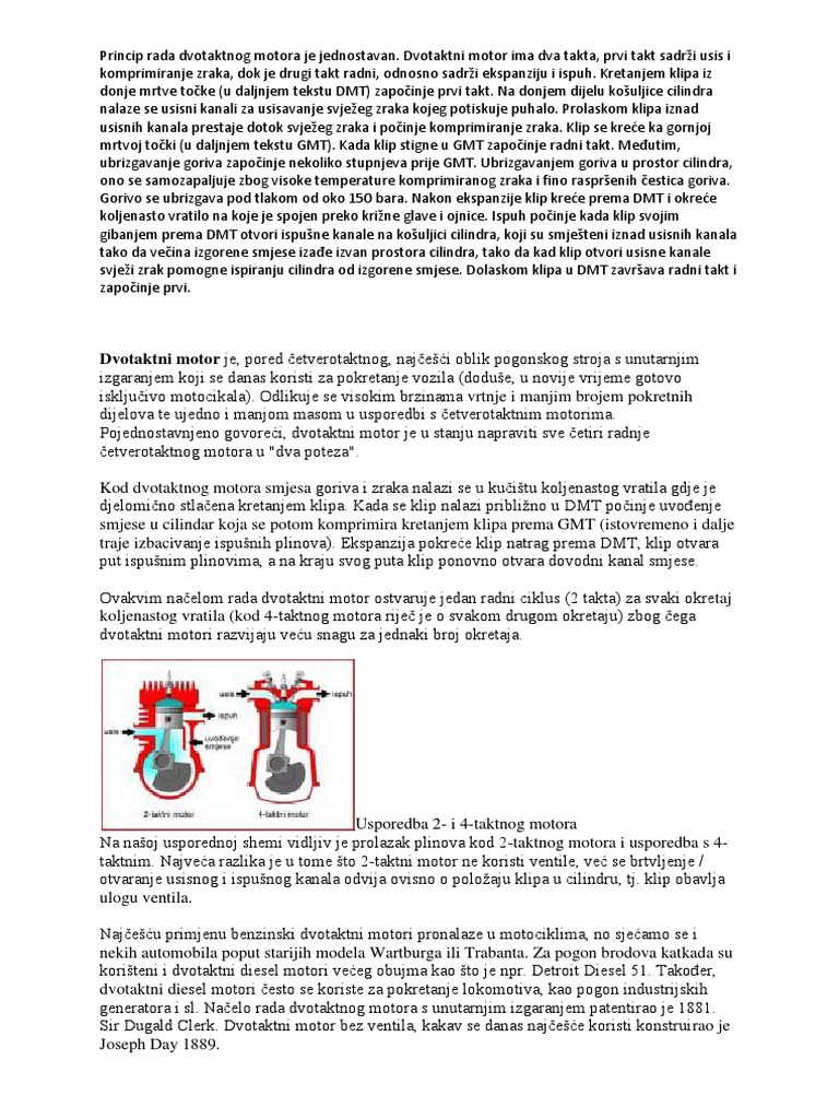Princip Rada Dvotaktnog Motora Je Jednostavan | PDF