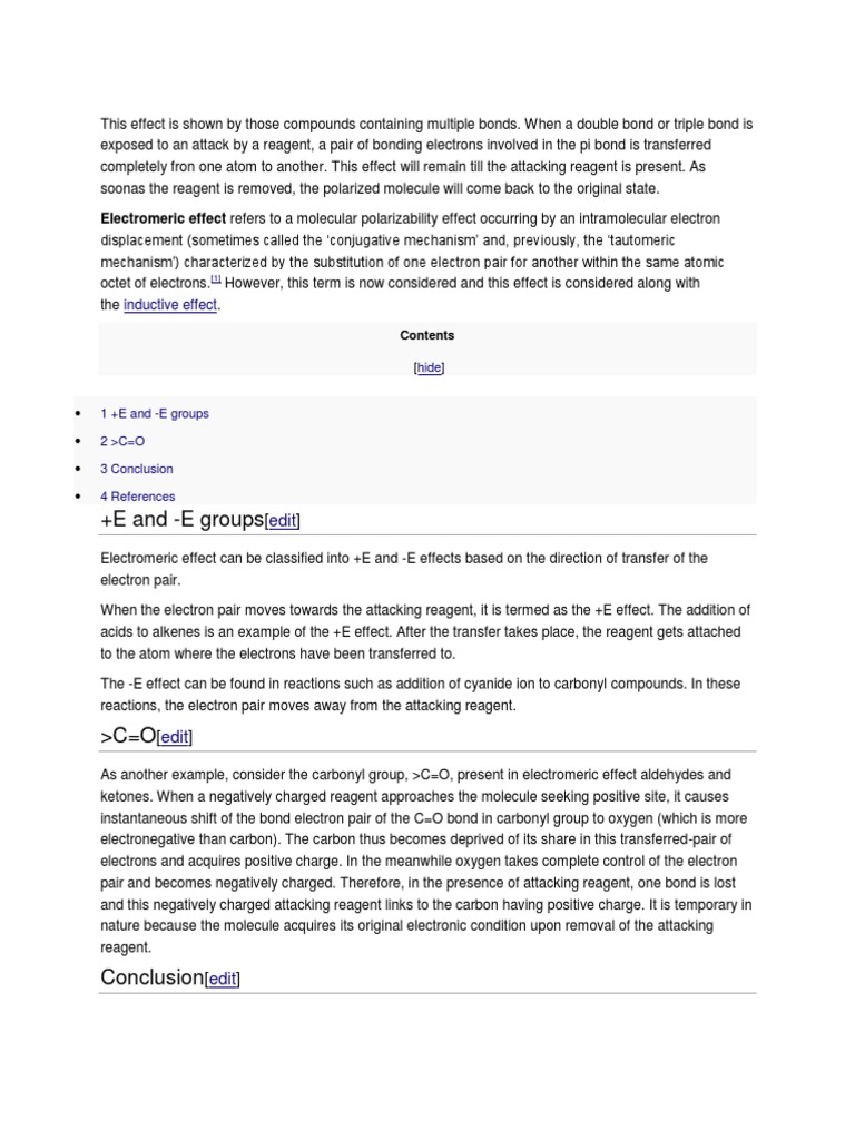 Electromeric Effect | PDF | Interaction | Applied And Interdisciplinary Physics