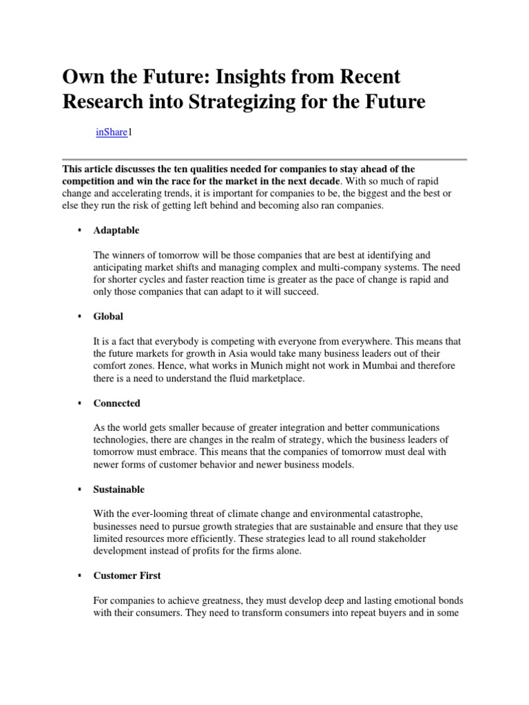 Unit 5 Future Strategic Management | PDF | Strategic Management ...