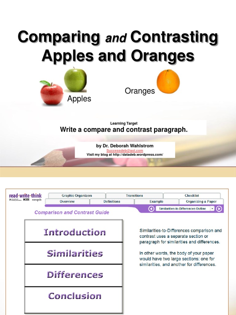 Compare and Contrast Apples To Oranges | PDF | Orange (Fruit) | Apple