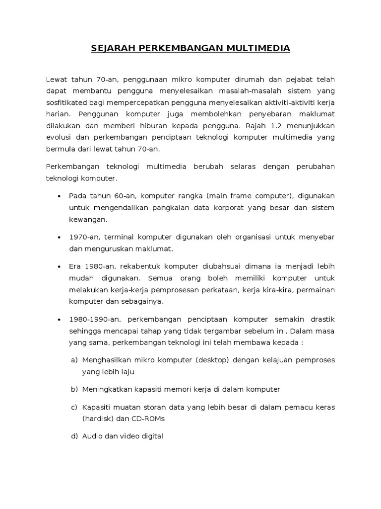 Sejarah Perkembangan Multimedia | PDF