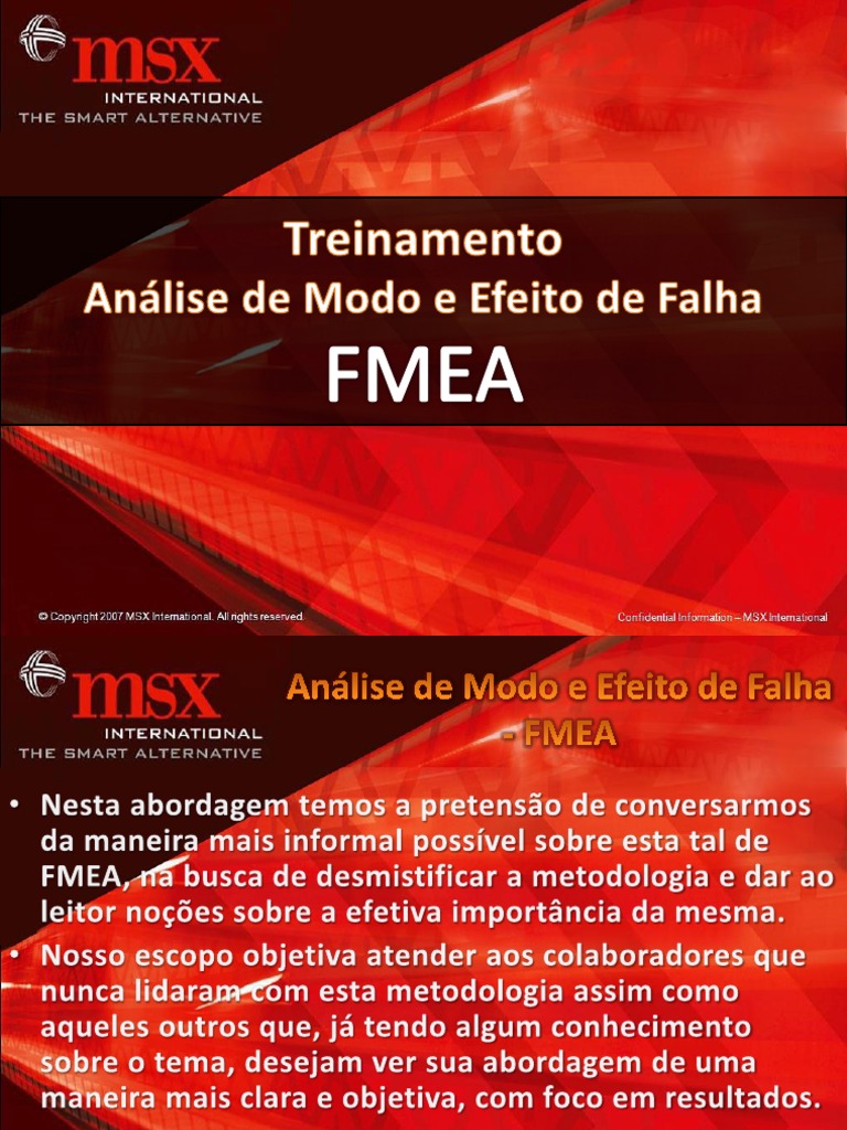 Treinamento FMEA | Download grátis PDF | Qualidade (negócios) | Risco